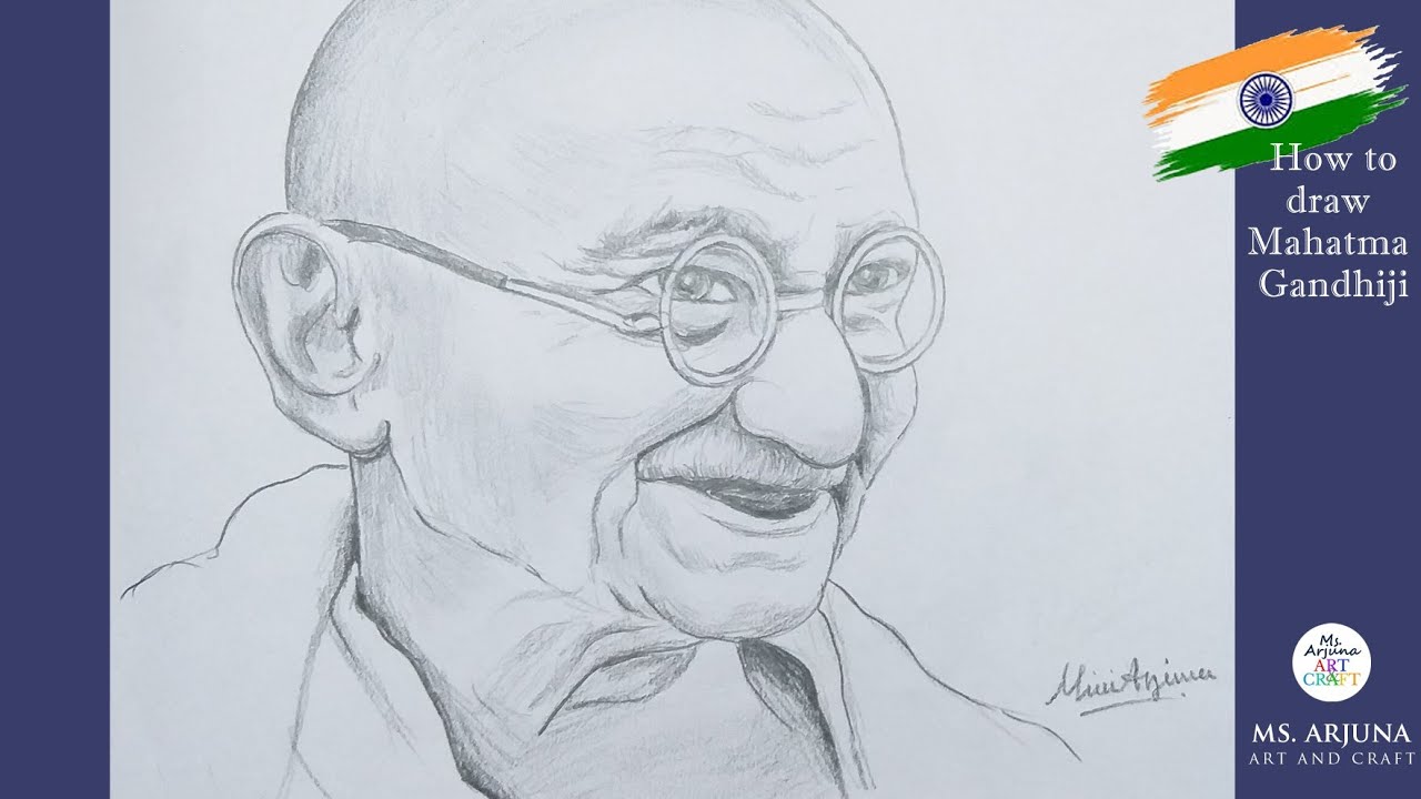 How to draw Mahatma Gandhi step by step | Mahatma Gandhi pencil drawing ...