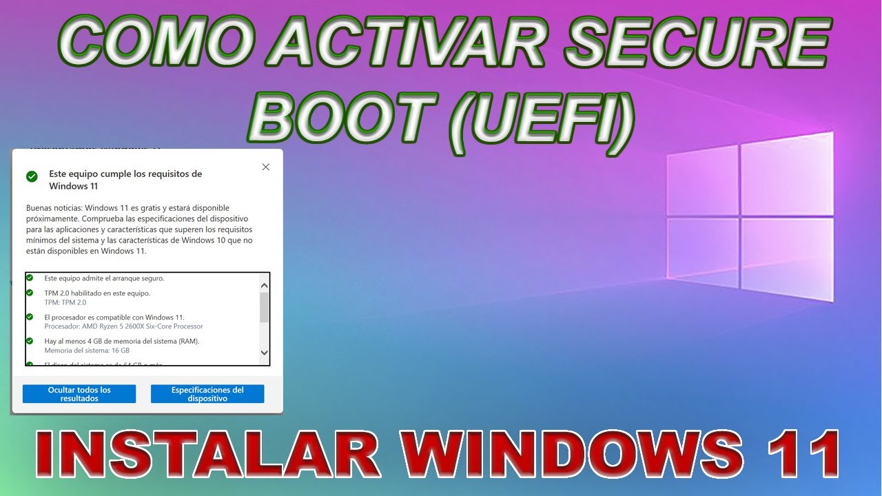 Como activar UEFI o Arranque Seguro para actualizar a Win 11 - YouTube