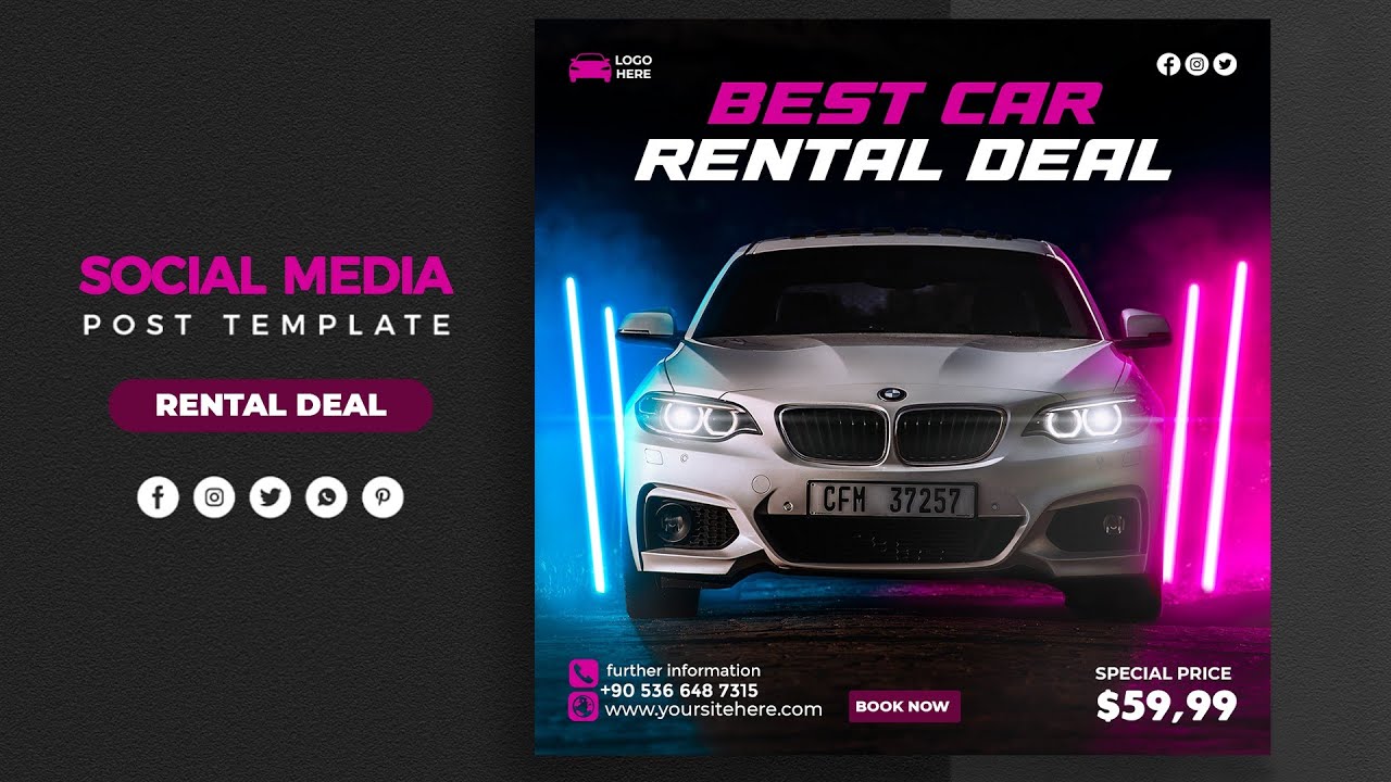 Luxury car social media post design in photoshop - YouTube