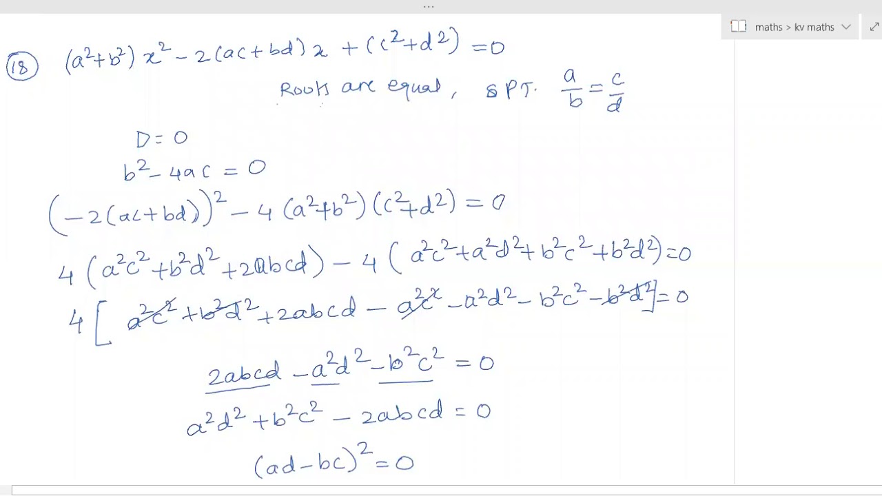 10th KV Maths Quadratic Equations (11th May) - YouTube