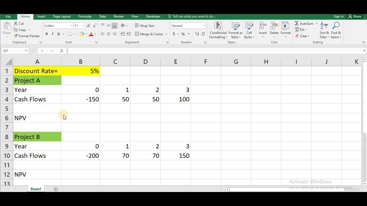 NPV in Excel - YouTube