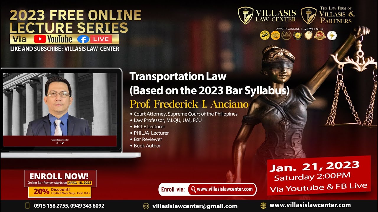 VLC's 2023 Free Online lecture Series #1: Transportation Law (Based on ...