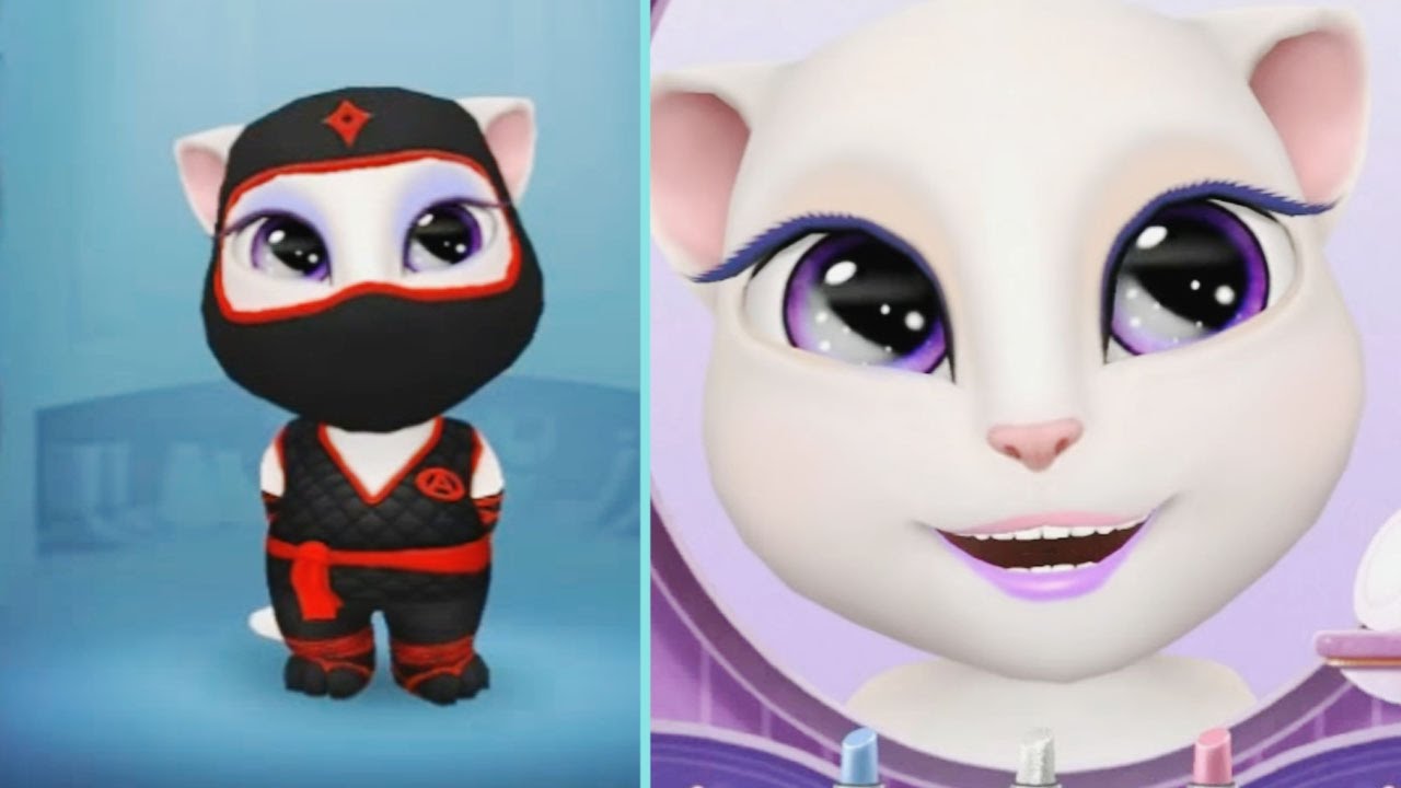My Talking cat Angela Ninja Level 8 funny gameplay for kids - YouTube