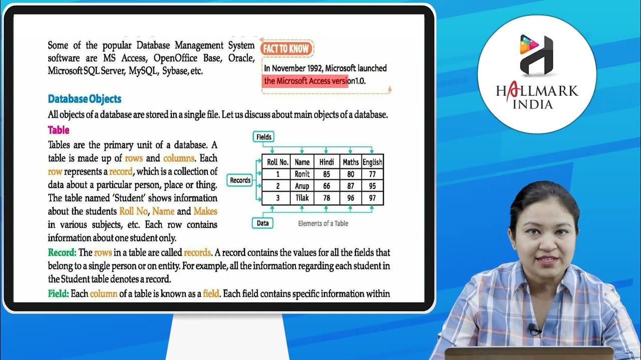 Ch 2 | Hallmark India | Computer | Class 8 | Introduction to MS Access 2016 | For children - YouTube