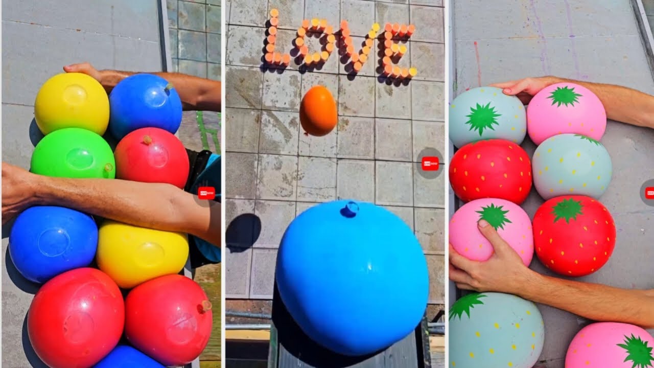 🎈Breaking Colourful Water Balloons | Balloons Drop From Roof 💥💫 - YouTube