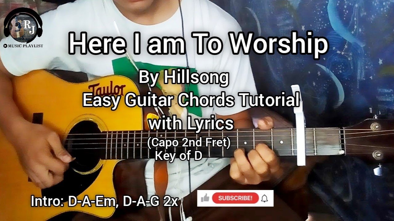 Here I Am To Worship by Hillsong | Easy Guitar Chords Tutorial with ...