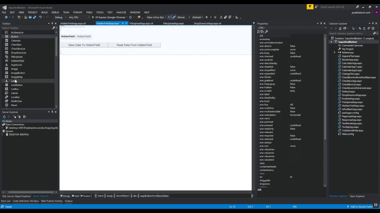ASP.NET (VB) hiddenField - YouTube