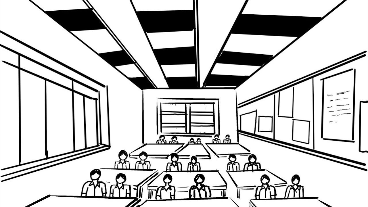 DRAW A CLASSROOM IN 1- POINT PERSPECTIVE (memory drawing for beginners ...