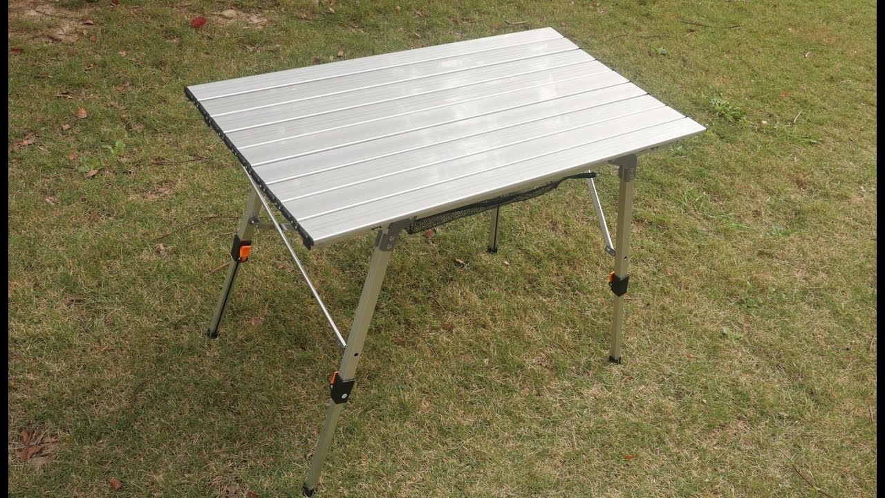 Adjustable height folding camping table - YouTube