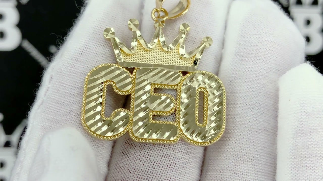 CEO Crown DC 10K Yellow Gold Pendant | Hip Hop Bling Jewelry - YouTube