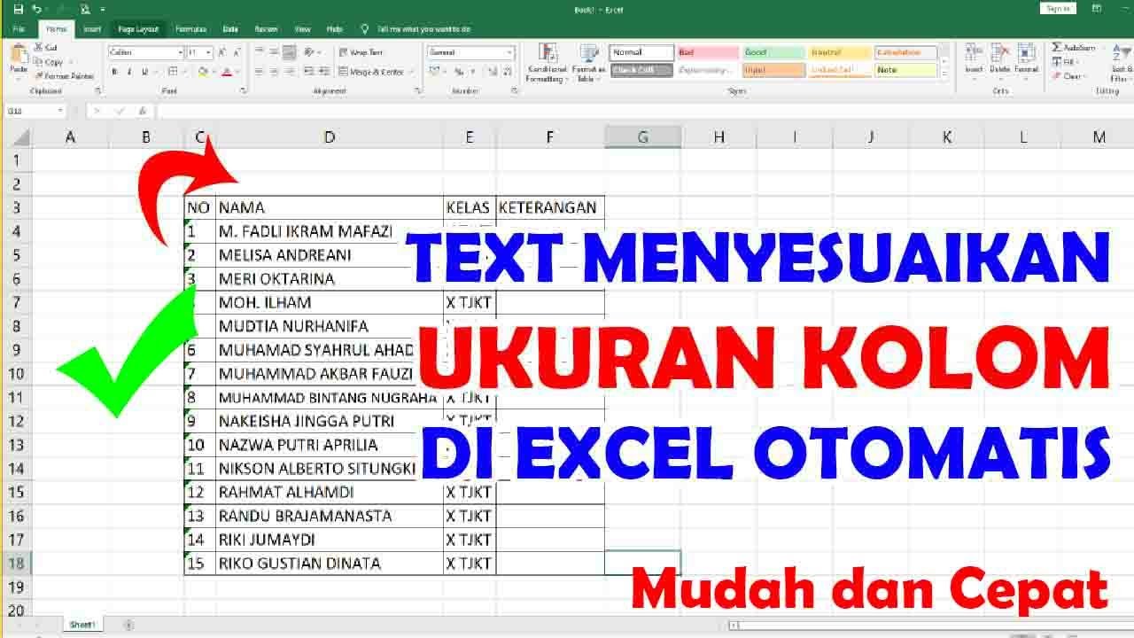 Cara Atur Otomatis Text Menyesuaikan Kolom Di Excel - YouTube