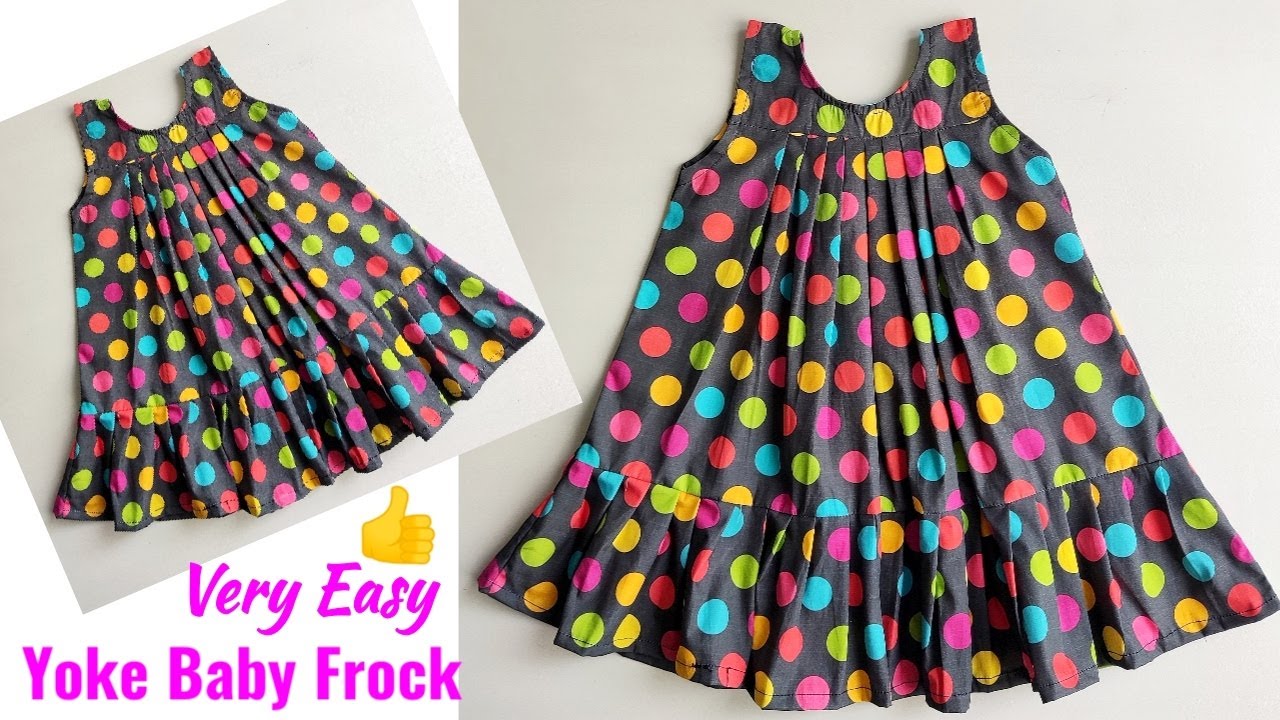 Very Easy Yoke Baby Frock Cutting and Stitching | Baby Frock cutting ...