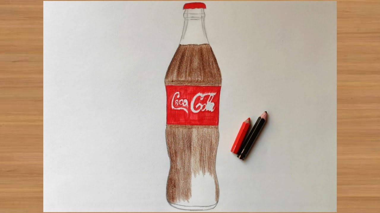 Coca Cola Botal drawing step by step - YouTube