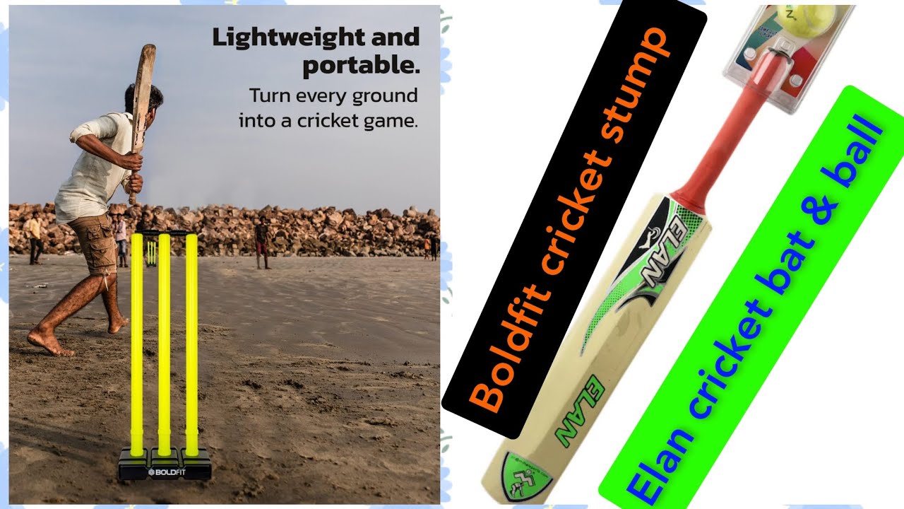 Boldfit Cricket Stumps Wicket with stand review Elan cricket bat & Ball ...