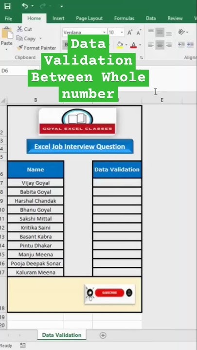 Whole number Data Validation #How to apply data Validation #excel #education #datavalidation ...