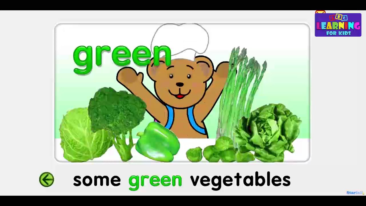 How to learn Colors for Kids - Color Green - Starfall Learning English ...