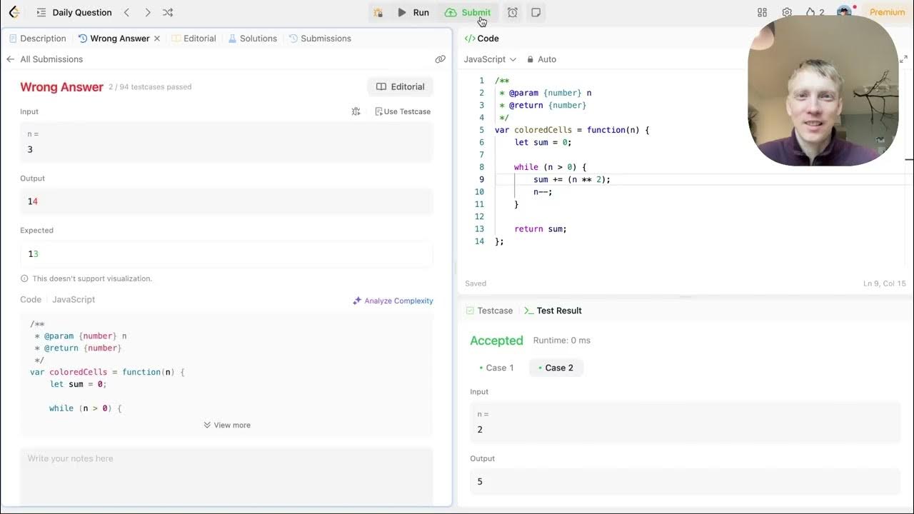 2579. Count Total Number of Colored Cells - YouTube