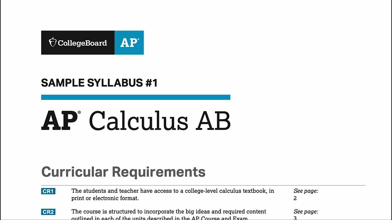 AP Calc AB Syllabus | Sample Semester 1 #apcalculusab - YouTube