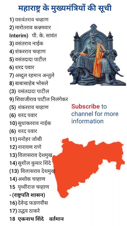 List of Chief Ministers of Maharashtra | महाराष्ट्र के मुख्यमंत्रियों की सूची | general ...