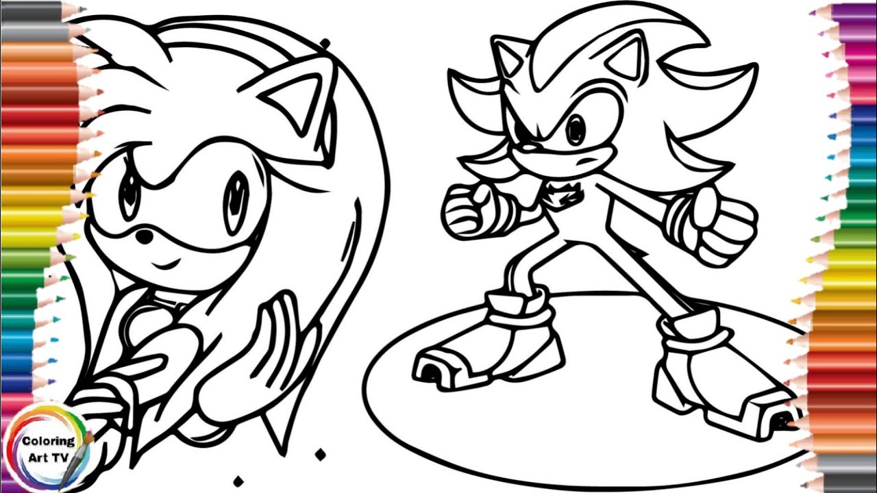Shadow and Amy Rose from Sonic 3 Coloring Pages ! _sonic shadow and amy ...