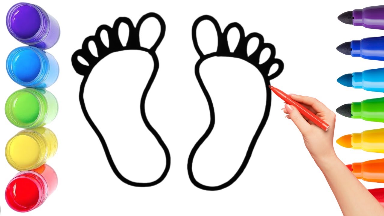 How To Draw cute foot print Drawing, Painting & Coloring For Kids and ...