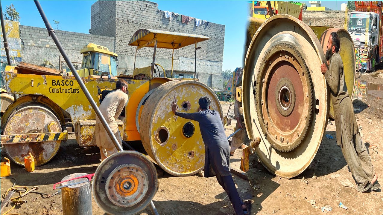 How to Repair the Hardly Broken Big Wheels and Bearing of Road Roller ...