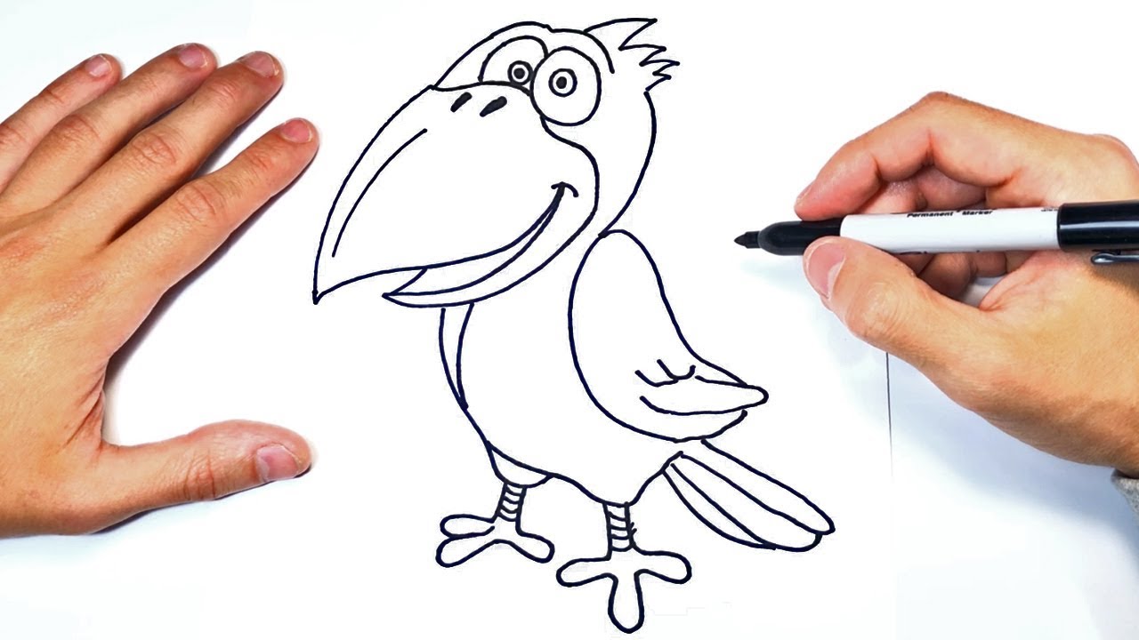 Cómo dibujar un Cuervo Paso a Paso | Dibujo de Cuervo - YouTube