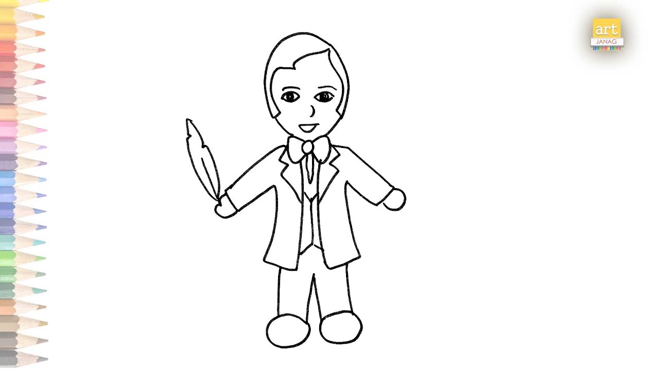 William Wordsworth cartoon drawing easy | How to draw William ...