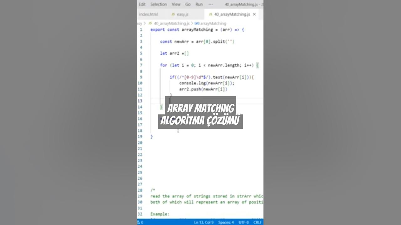 Coderbyte Array Matching Algoritma Sorusu Ve Javascript Ile Çözümü Youtube