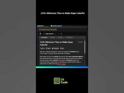 1578. Minimum Time to Make Rope Colorful #shorts #python - YouTube