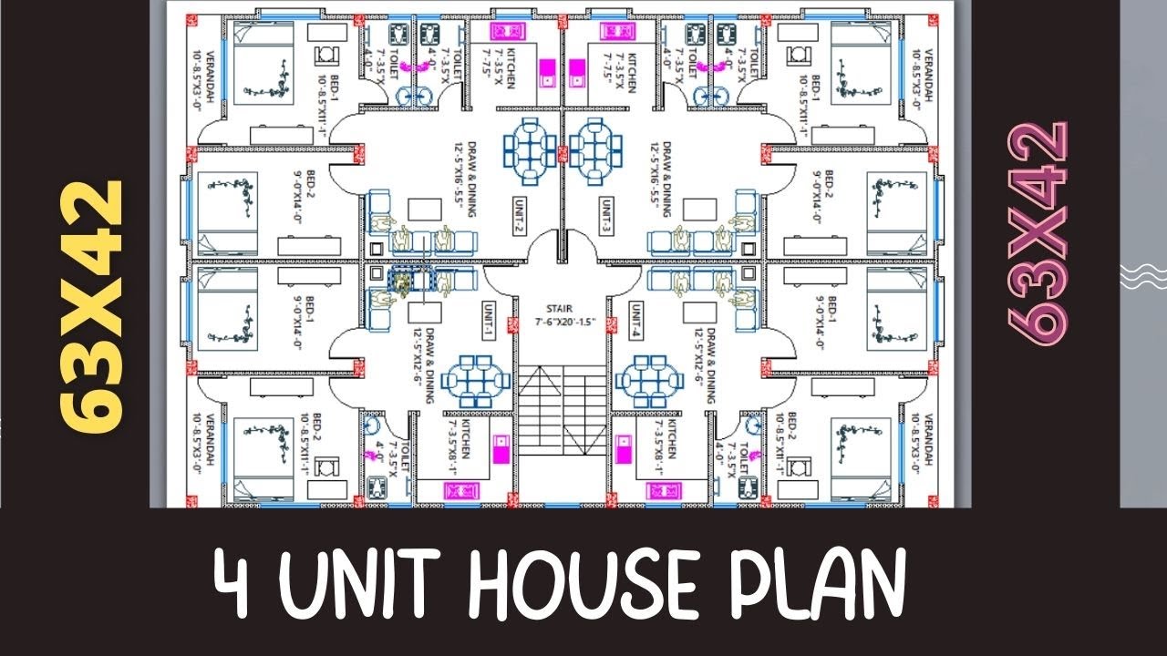 4 Unit House plan | চার ইউনিট প্লান ডিজাইন | New 4 unit plan - YouTube