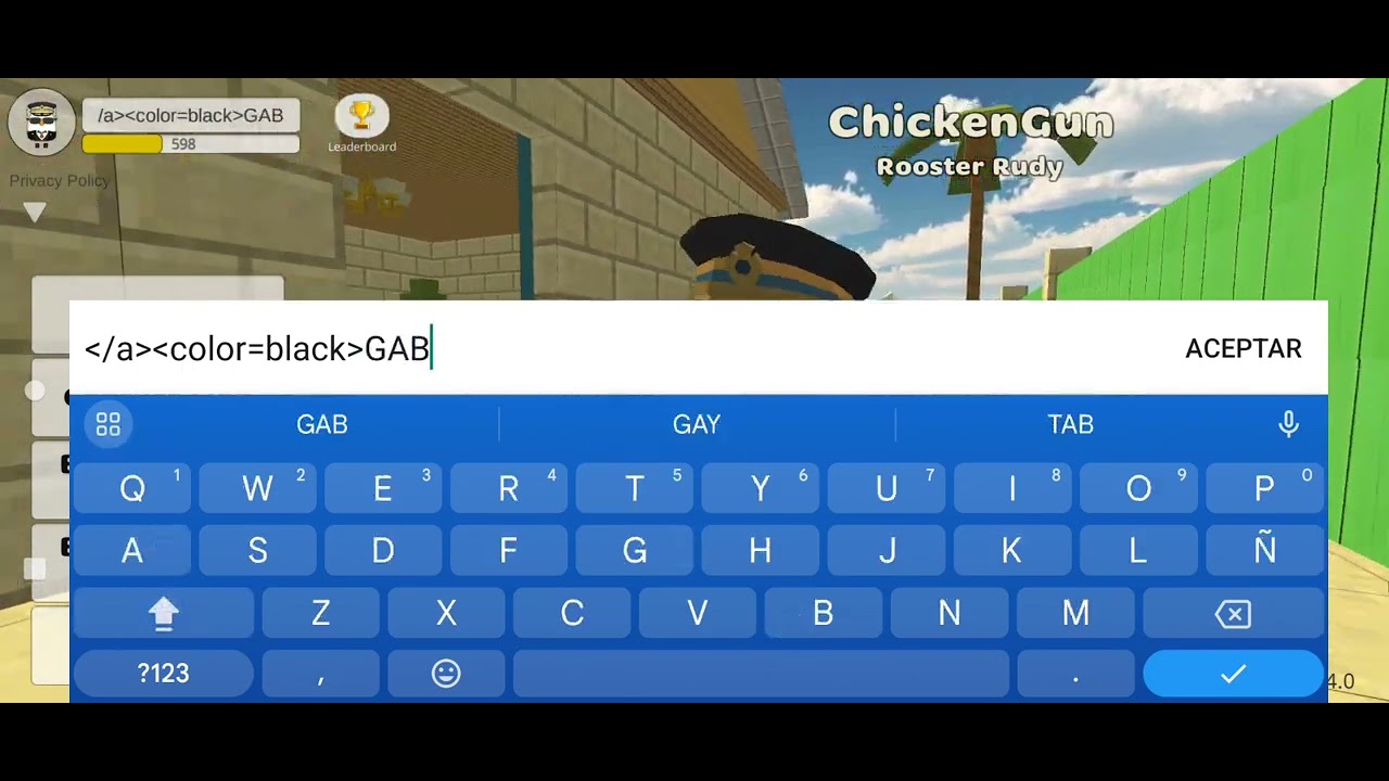 tutorial como ponerle de cualquier color a tu nombre de chicken gun ...