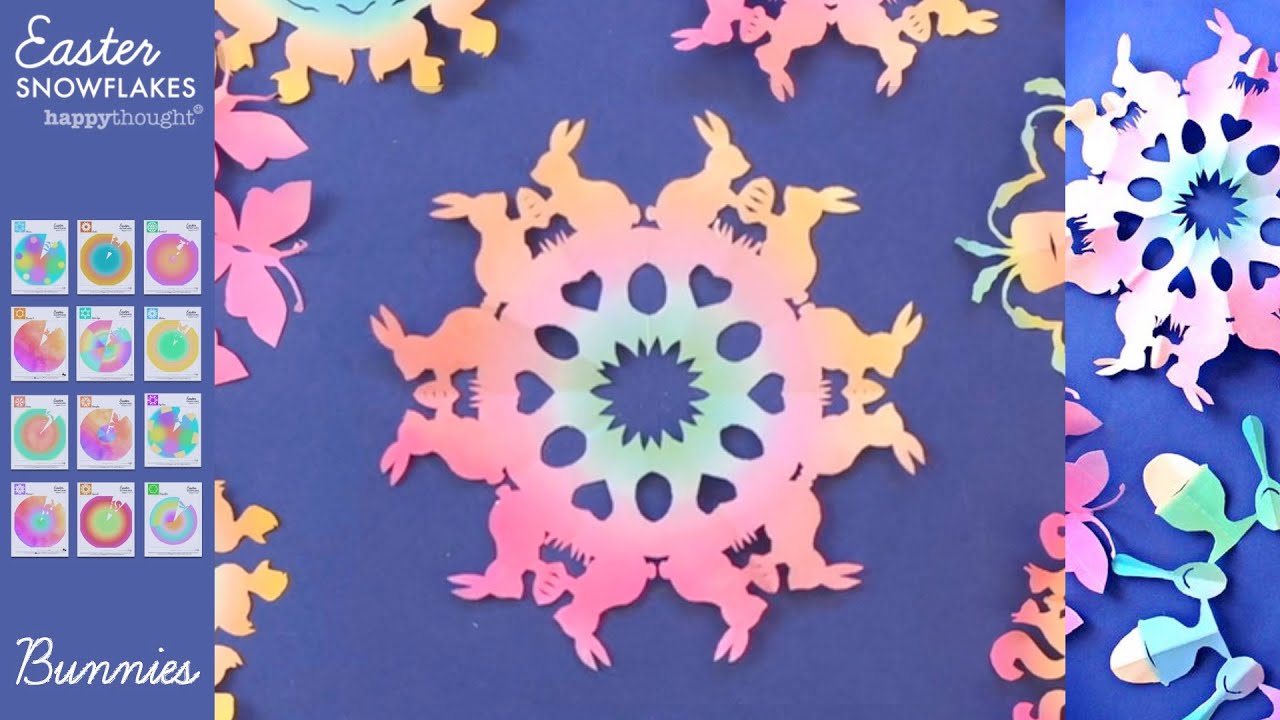 Paper Easter bunny snowflake tutorial, templates. DIY snowflake bunny ...