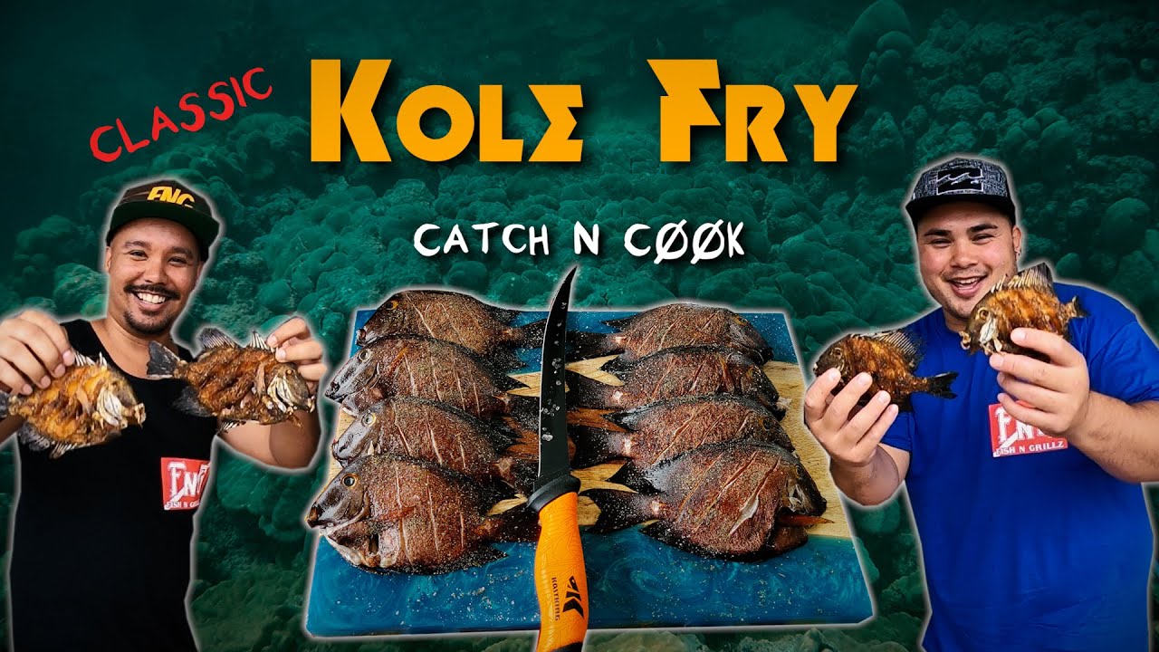 Classic Kole Fish Fry Catch and Cook Spearfishing Hawaii - YouTube