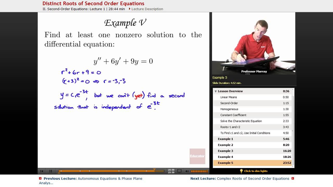 "Distinct Roots of Second Order Equations" | Differential Equations ...