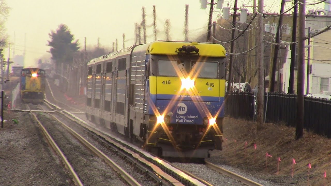LIRR: February Railfanning on the Main Line at New Hyde Park - YouTube