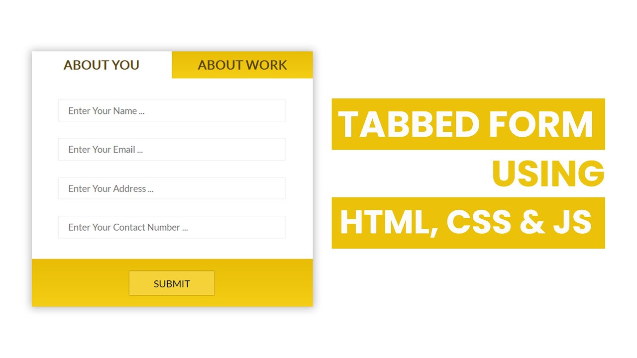 Tabbed Form Using HTML CSS And JavaScript YouTube