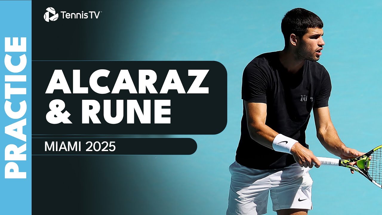 PRACTICE LIVE: Carlos Alcaraz & Holger Rune Practice In Miami 🤩 - YouTube