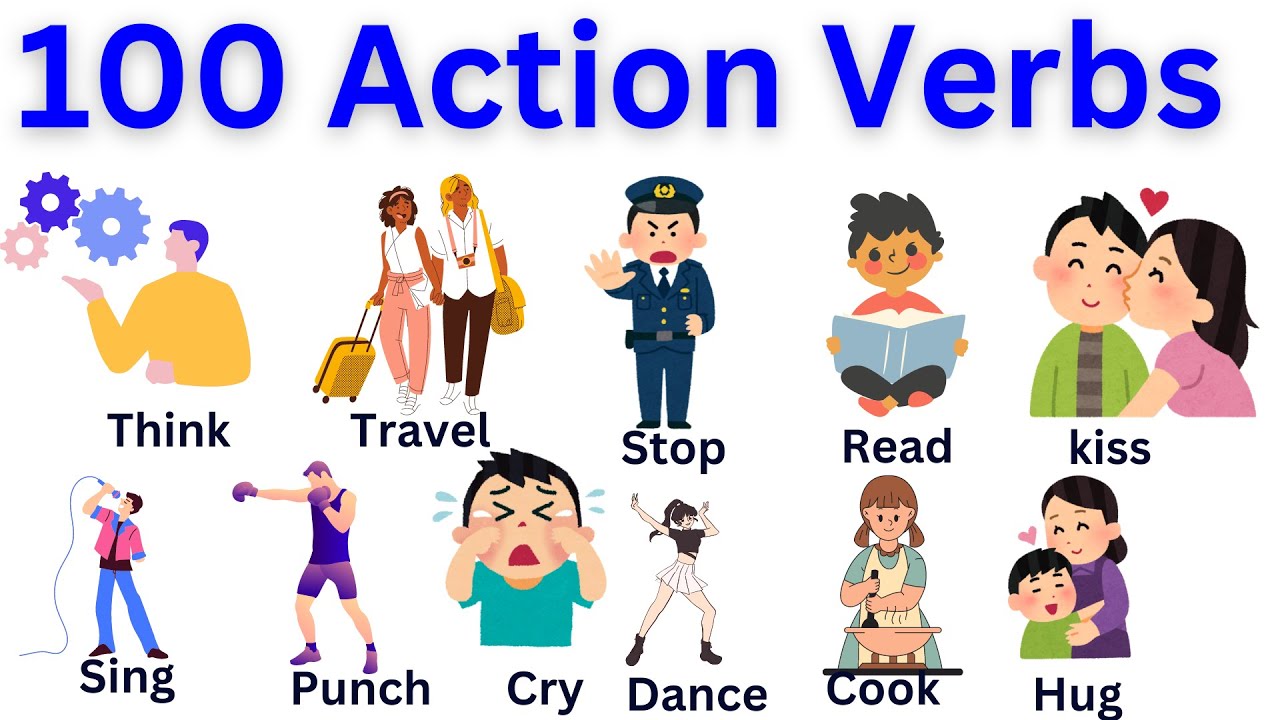 100 Action verbs| Common action verbs in English| English vocabulary ...