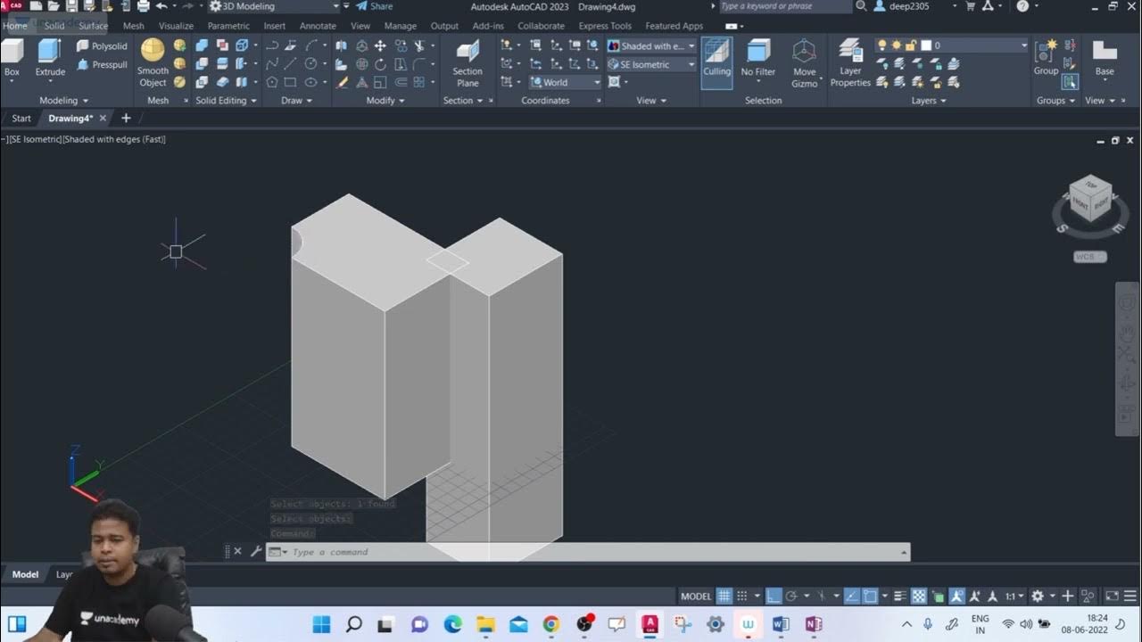How to use Subtract 3D Command in AutoCAD | Subtract 3D Command | Autocad 2023 | - YouTube