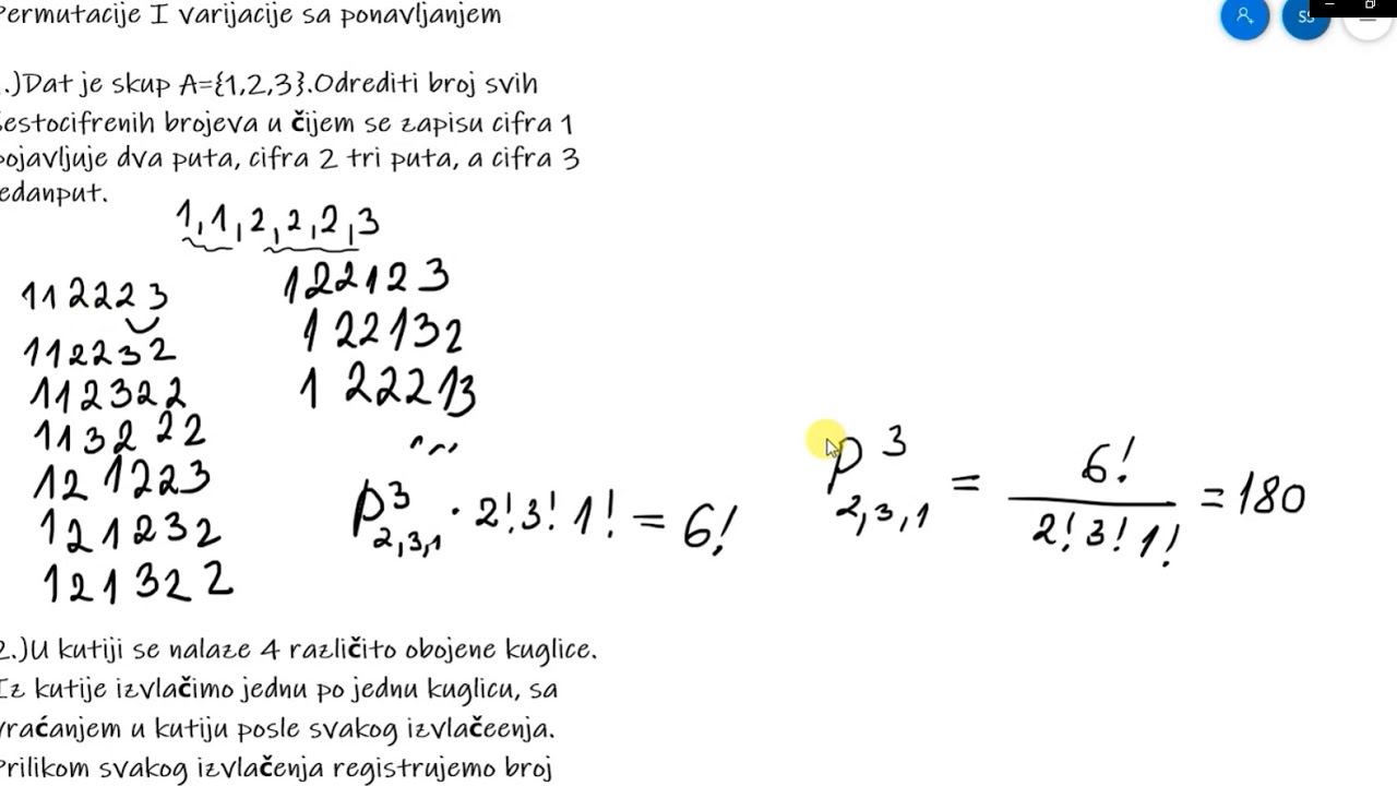 Permutacije i varijacije sa ponavljanjem 1 - YouTube