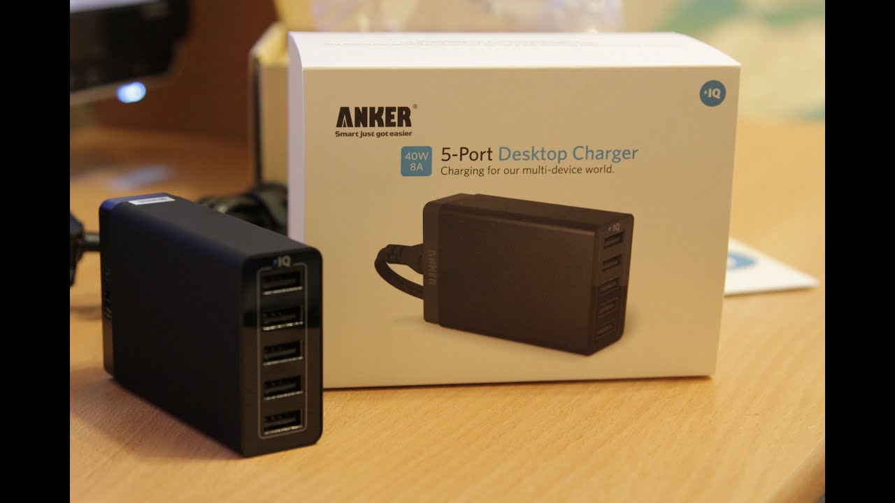 Anker® 40W 5-Port Family-Sized Desktop USB Wall Charger with PowerIQ ...