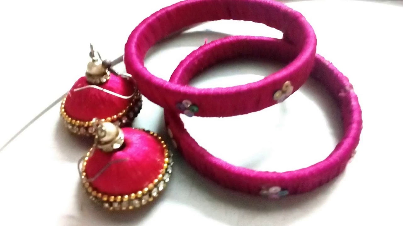 Silk thread earrings and bangles - YouTube