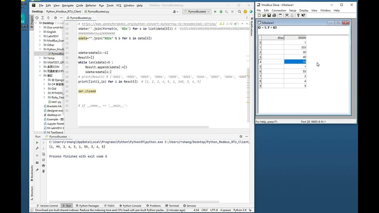 140. Python link Simulator by Modbus (pyserial) - YouTube