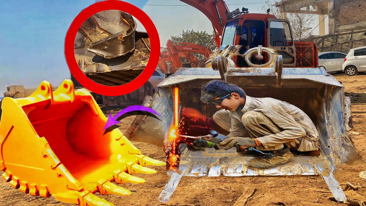 Excavator Broken Bucket Restoration || How to renew Buckets at Local ...