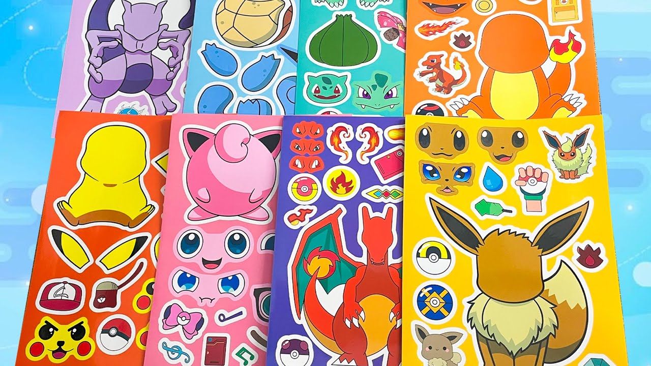 POKÉMON STICKER BOOK MAKEOVER SATISFYING STICKER ASMR WITH PIKACHU ...