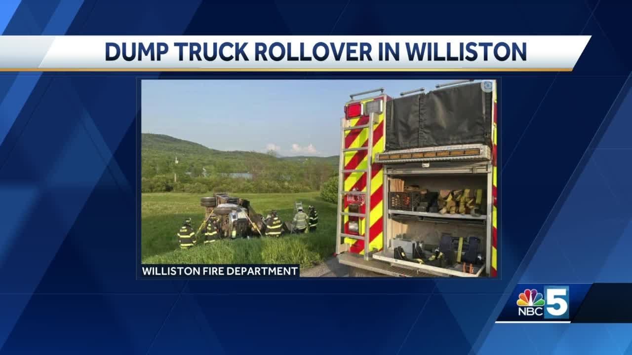 Dump truck rolls over in Williston - YouTube