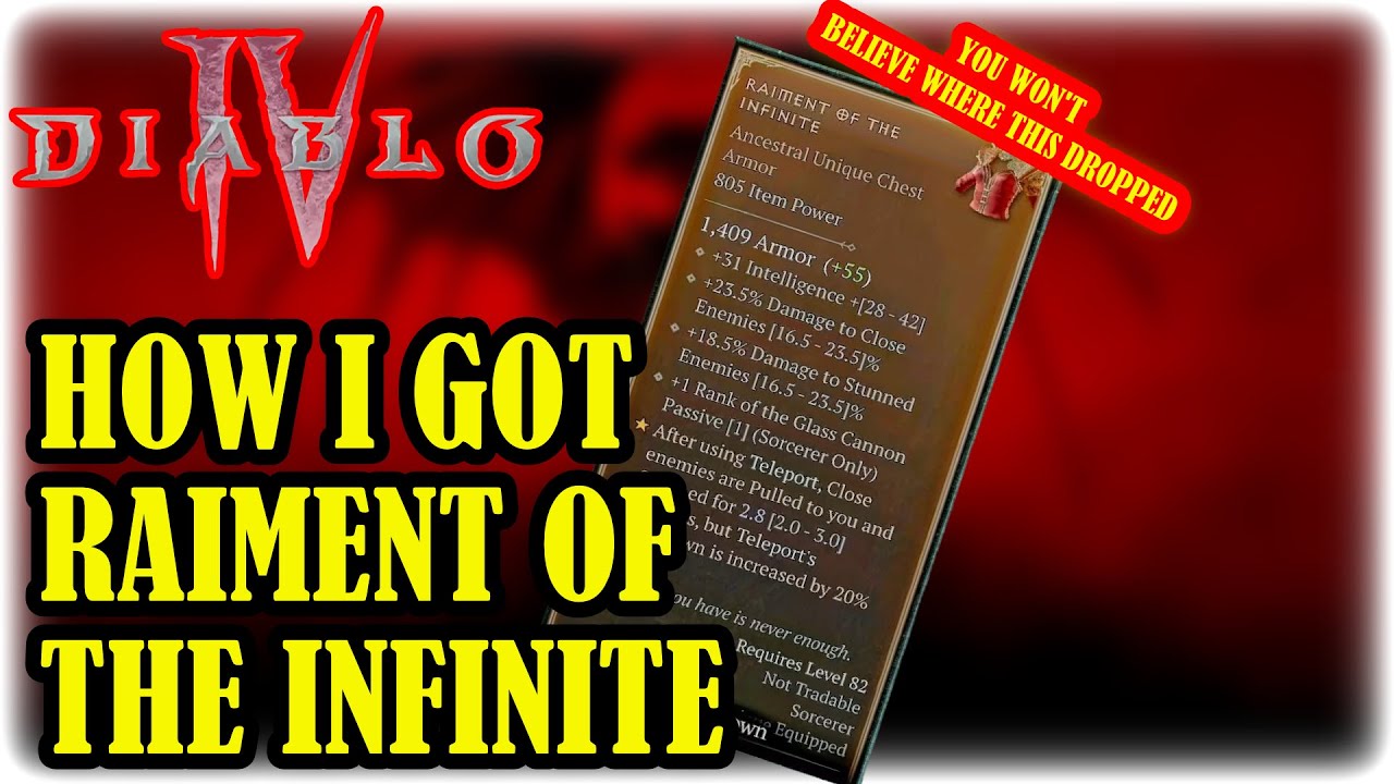 DIABLO 4 HOW I Got RAIMENT Of The INFINITE - YouTube