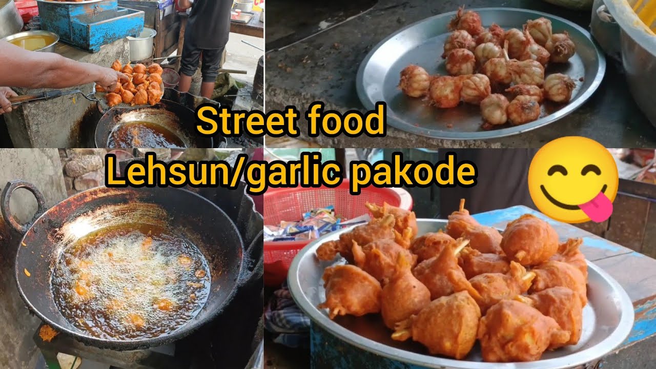 Street food unique lehsun pakode/ roadside food garlic pakoda/lehsun ...
