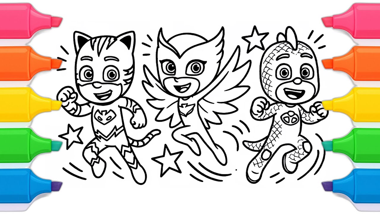 PJ Masks Coloring Pages For Kids | Catboy, Owlette, and Gekko PJ Masks ...